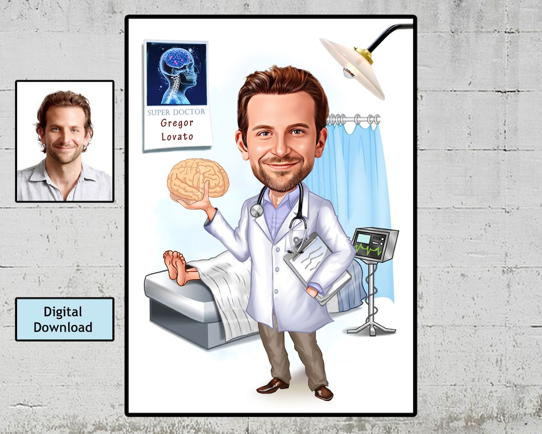 Custom Neurosurgeon Caricature Brain Surgeon Cartoon - Etsy