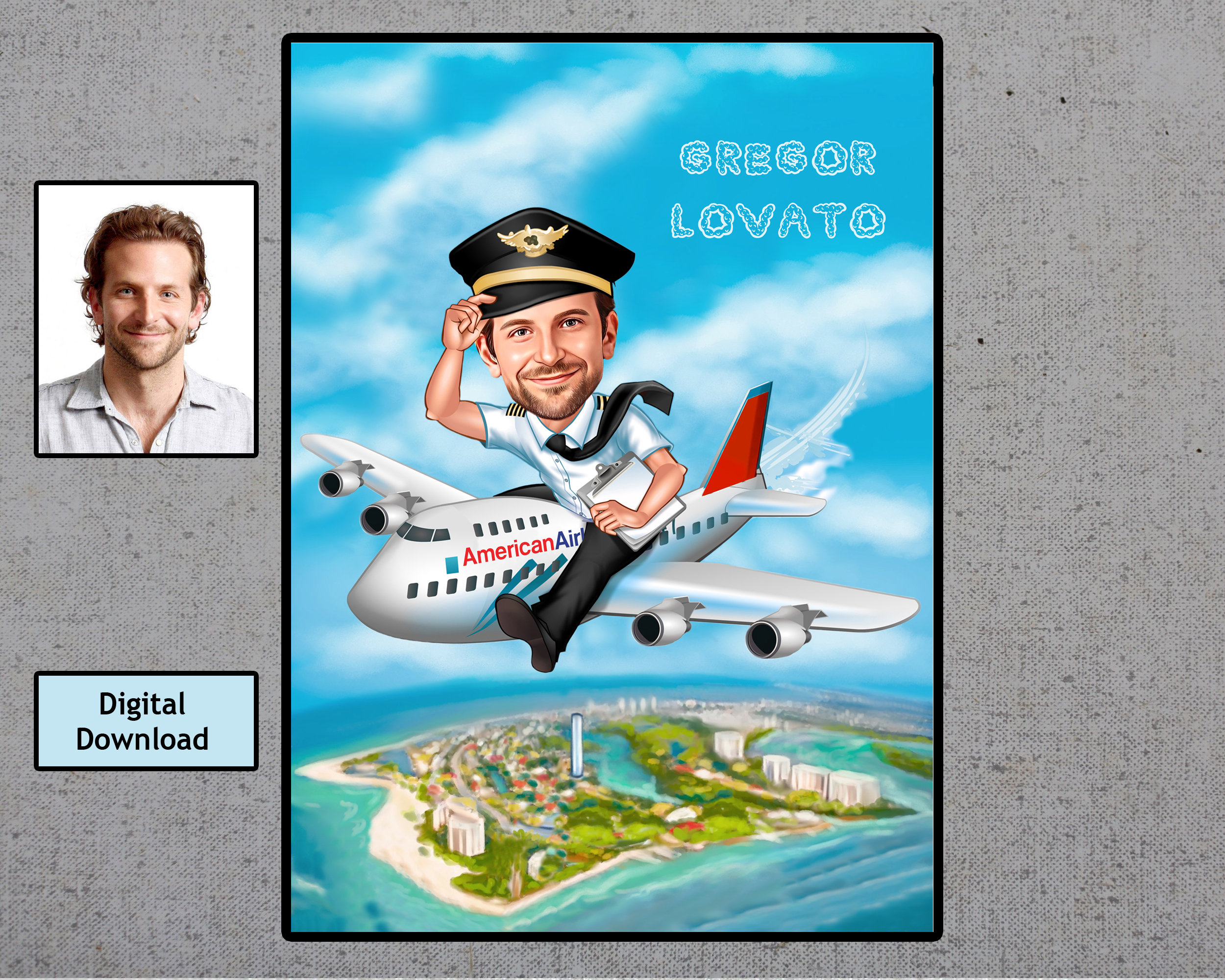 Pilot Caricature Pilot Portrait Caricature From Photo Pilot - Etsy