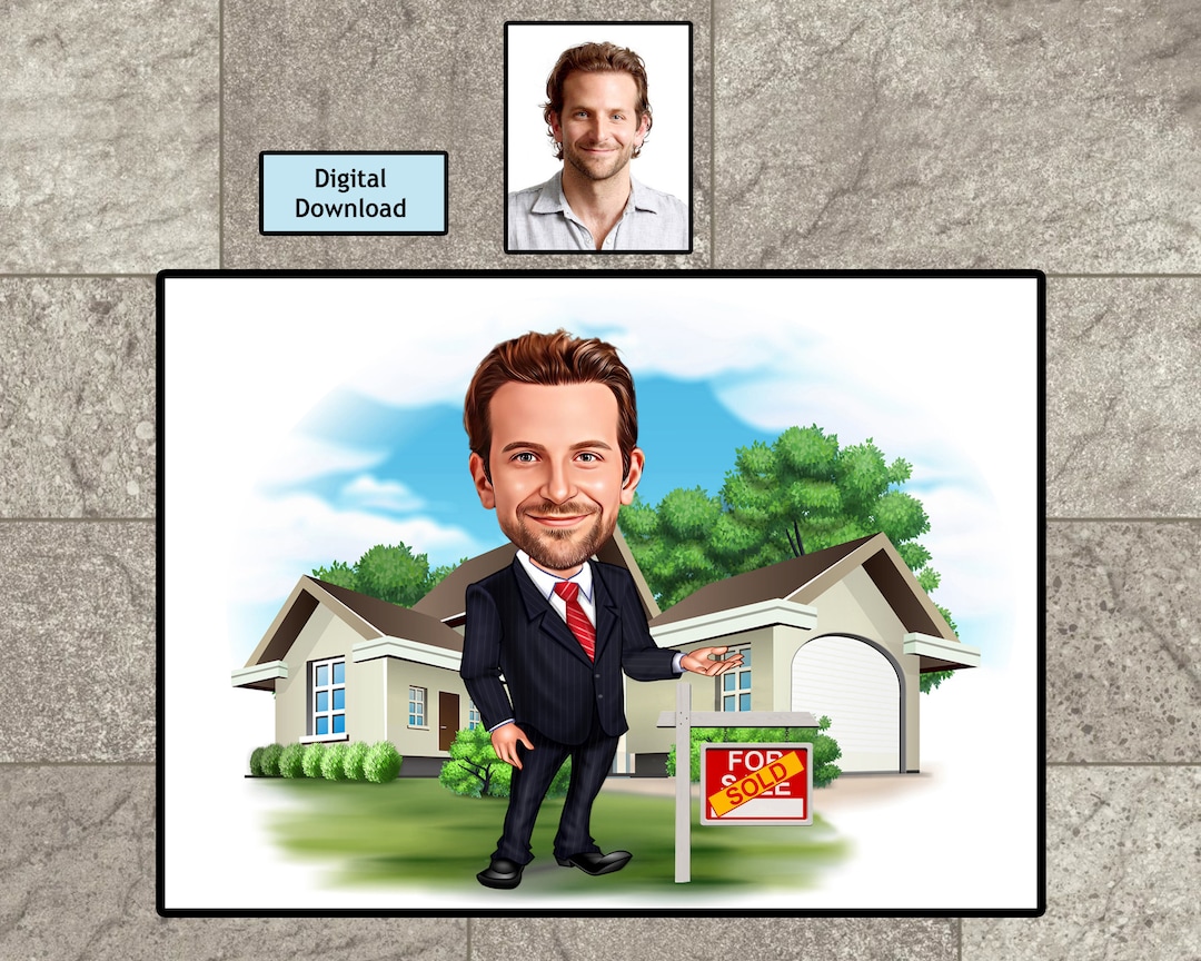 Realtor Cartoon, Realtor Gift, Custom Real Estate Agent Caricature ...