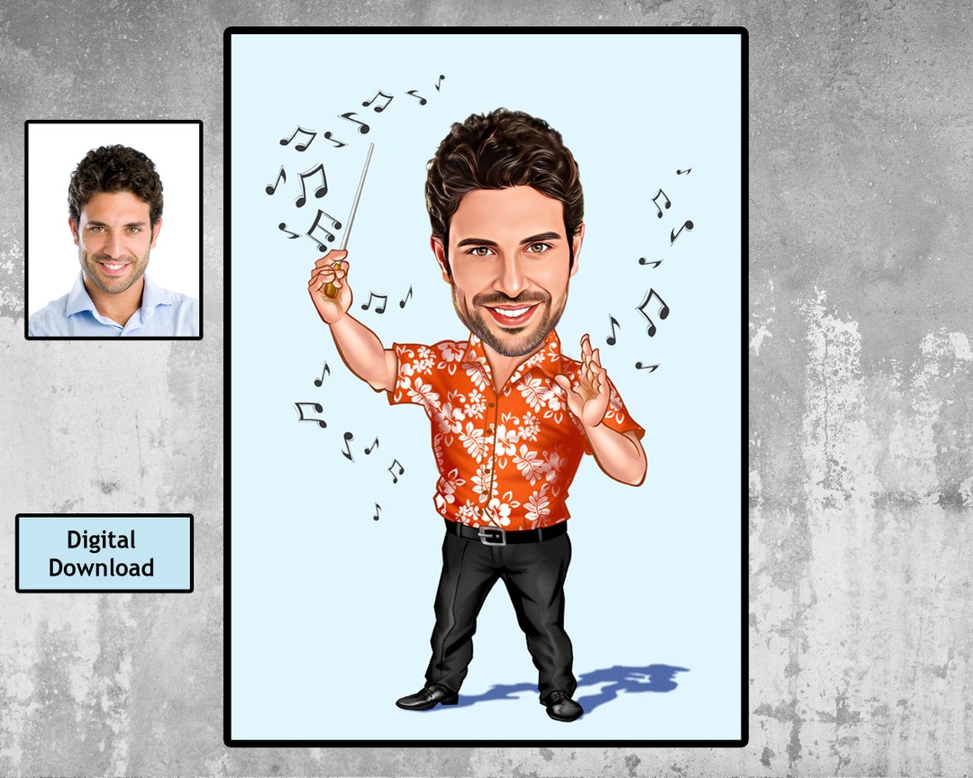 Personalized Music Director Caricature Gift: Custom Teacher Portrait ...