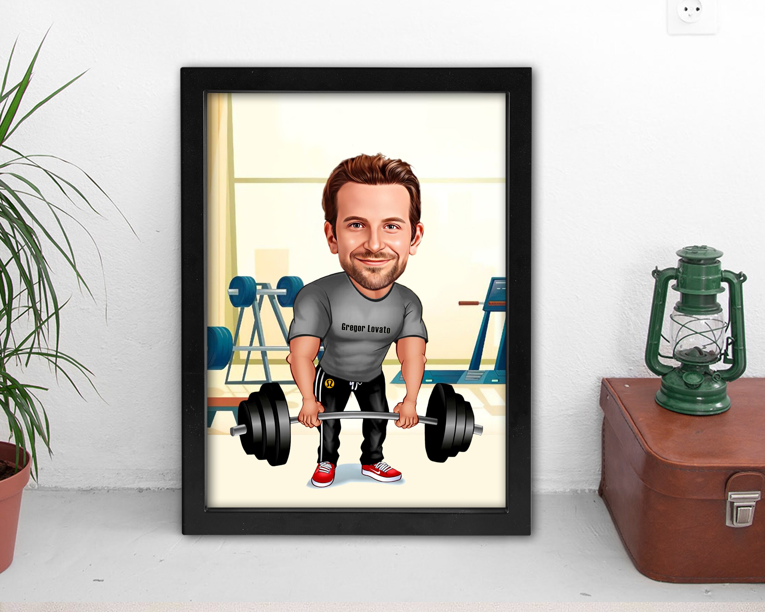 Custom Bodybuilder Caricature Portrait: Gym Fitness Gift (digital ...