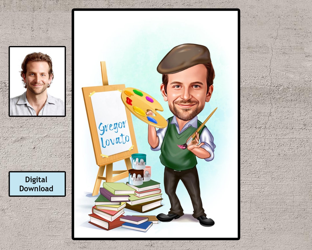 Personalised Male Painter Cartoon, Artist Caricature - Personalized ...