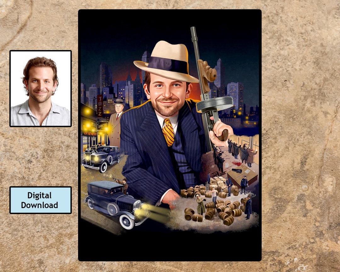 Custom, Al Capone Gangster Style Caricature, Illustration, Personalised ...