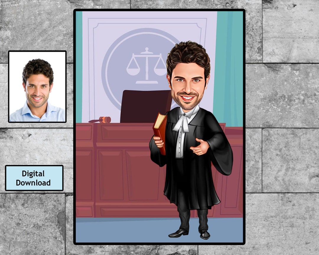 Custom Lawyer Cartoon Portrait: Personalized Caricature Gift (digital ...