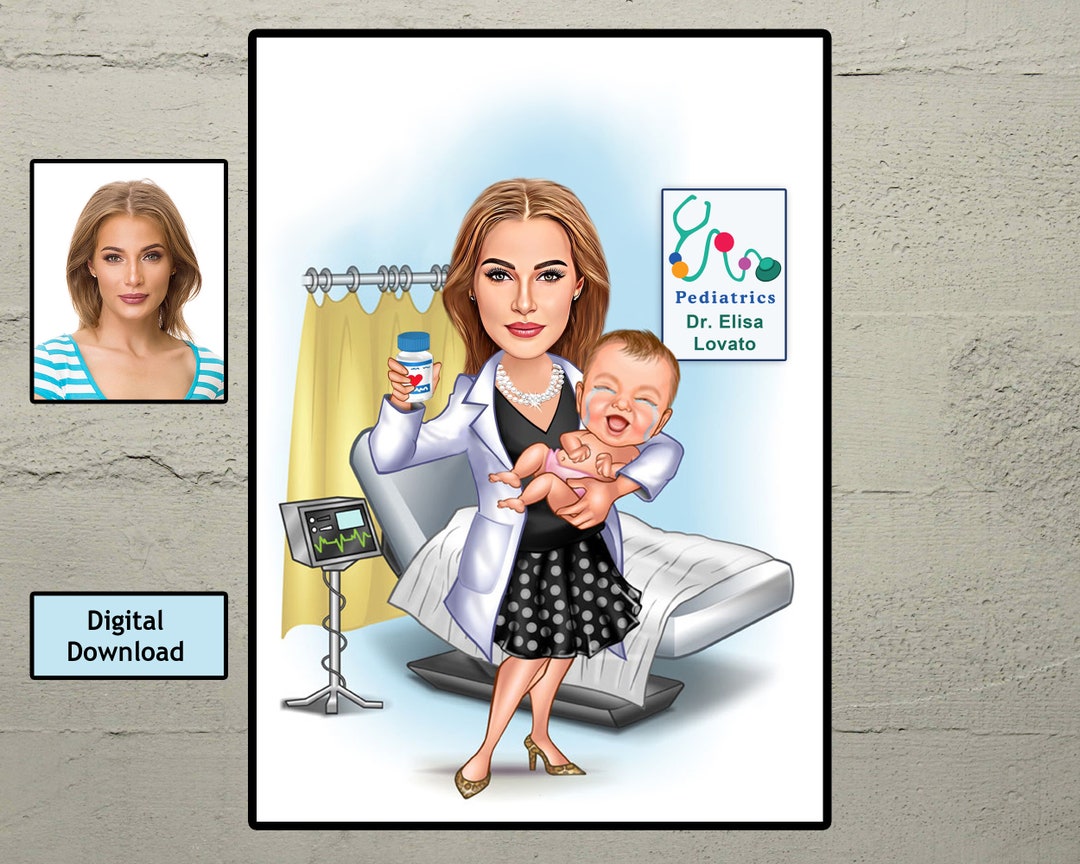 Custom Pediatrician Cartoon Portrait, Pediatrician Caricature, Gift for ...