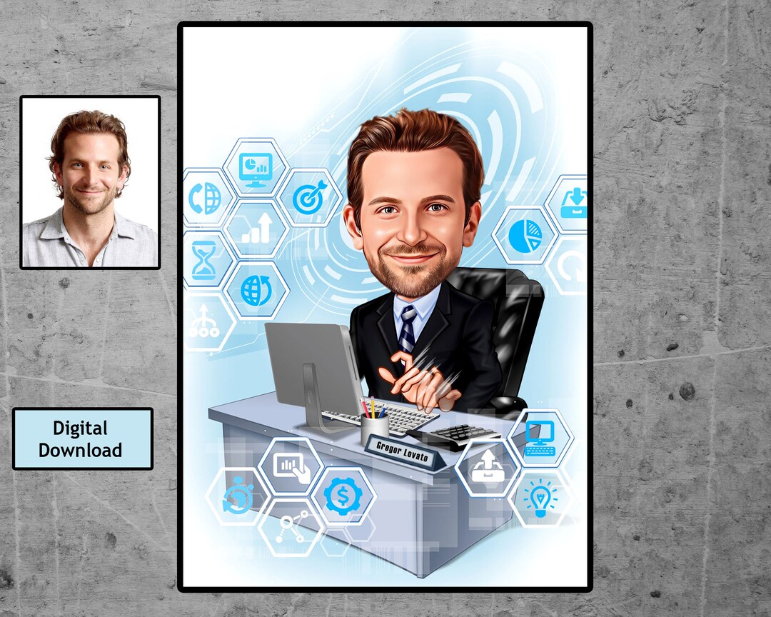 Banker Gift - Custom Portrait as Cartoon Character / Gift for Banker ...