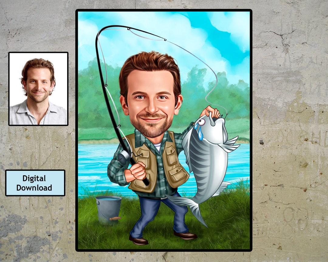 Customized Cartoon Fisherman, Custom Caricature Catch Fisherman Figure ...