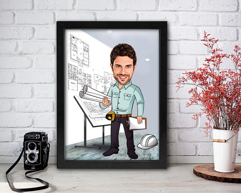 Personalized Civil Engineer Caricature Portrait - Custom Office Gift ...