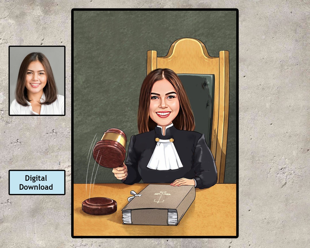 Female Judge Gift, Cartoon Portrait From Your Photo, Judge Gift Idea ...
