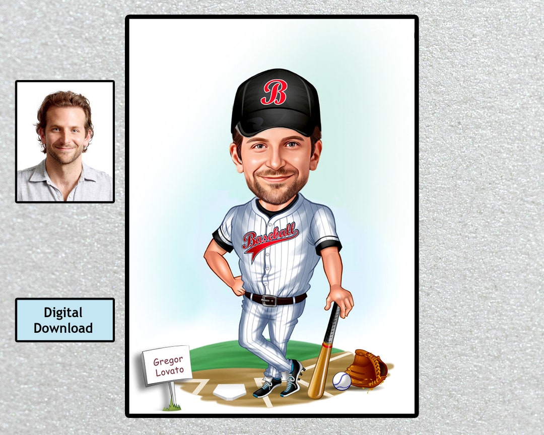 Baseball, Sports Color Caricature, Father's Day, Birthday Gift, Father ...