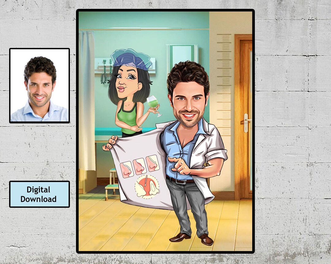 Cosmetic Surgeon Caricature Gift, Super Doctor Cartoon, Plastic Surgeon ...