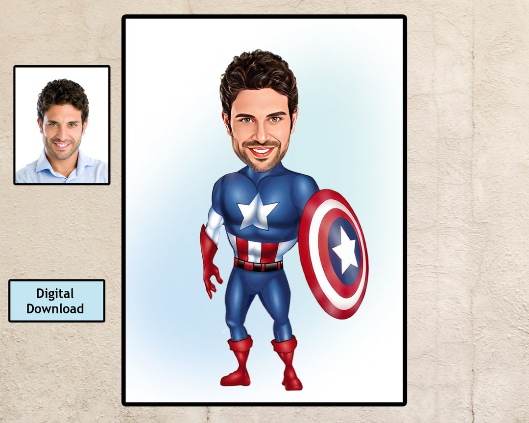 Personalized Superhero Cartoon Portrait, Custom Superhero Caricature ...