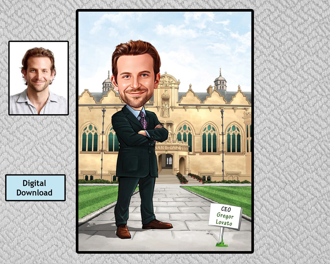 Personalized CEO Caricature Portrait: Funny Boss Gift (digital Download ...