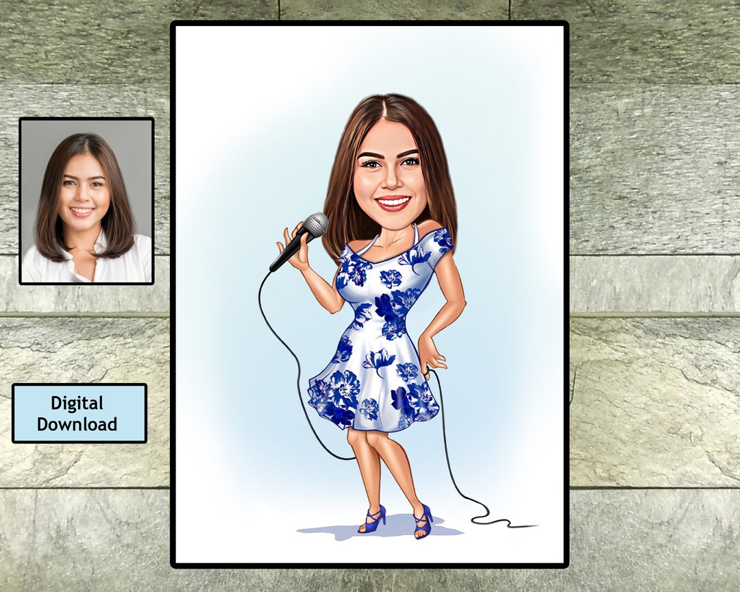 Custom Singer Cartoon Portrait, Singer Caricature, Gift for Singer ...