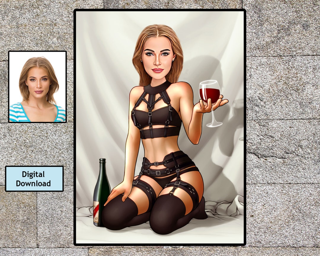 Sexy Girl Caricature Beautiful Women Cartoon Wine Caricature