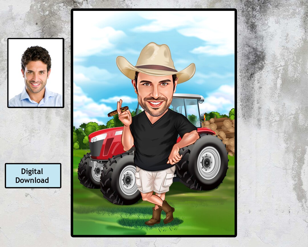 Personalized Farmer Caricature Gift: Custom Farm Art (digital Download ...