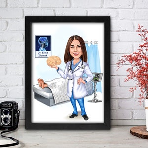 Custom Woman Neurosurgeon Caricature, Brain Surgeon Cartoon ...