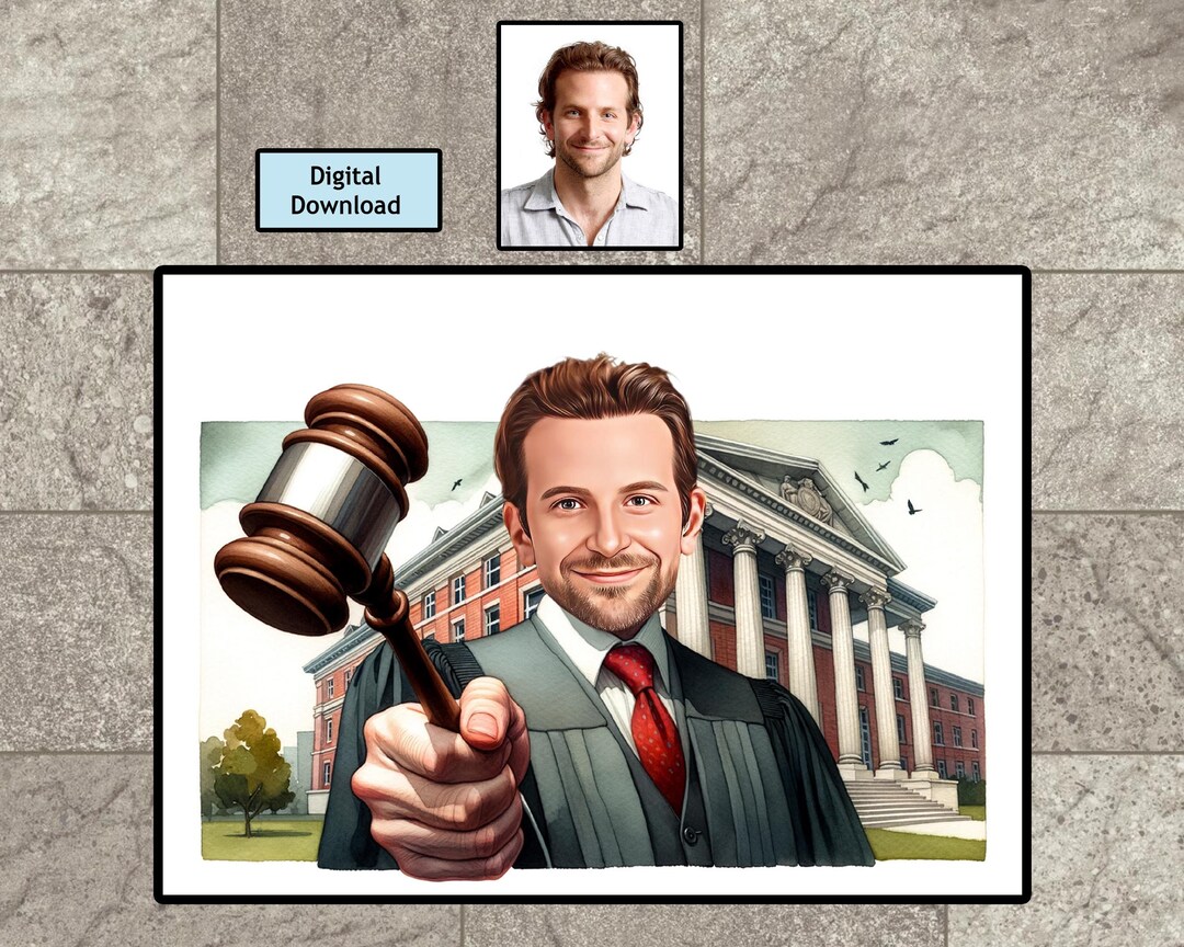 Custom Judge Cartoon Portrait, Personalized Law Graduation Gift ...