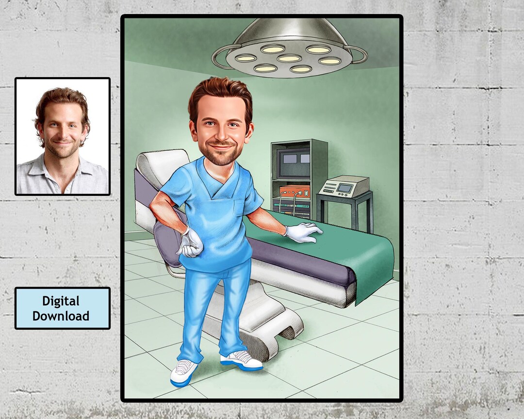 Custom Surgeon Cartoon Portrait, Surgeon Caricature, Gift for Surgeon ...