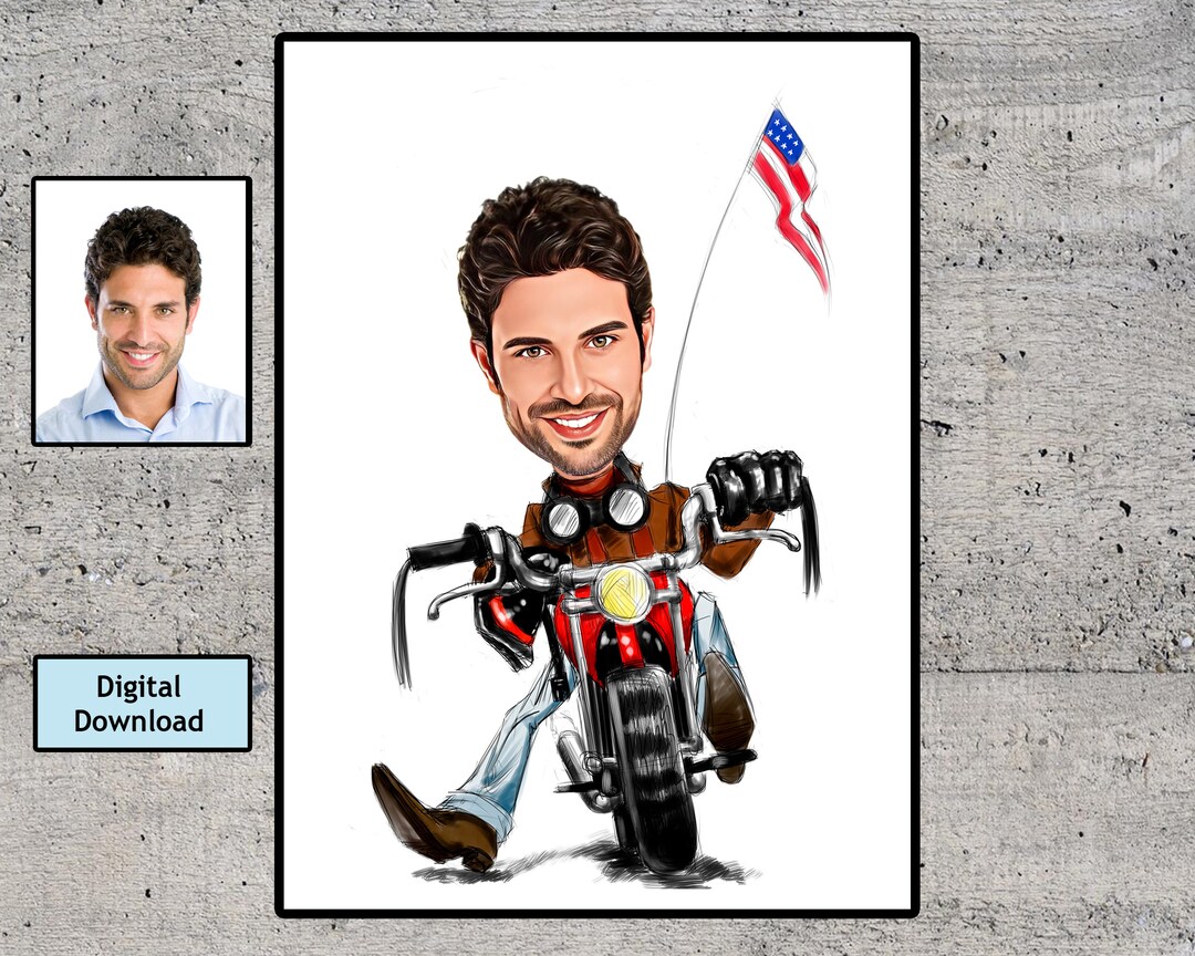 Custom Male Motorcyclist Cartoon, Gift for Motorcycle Riders, Gift for ...