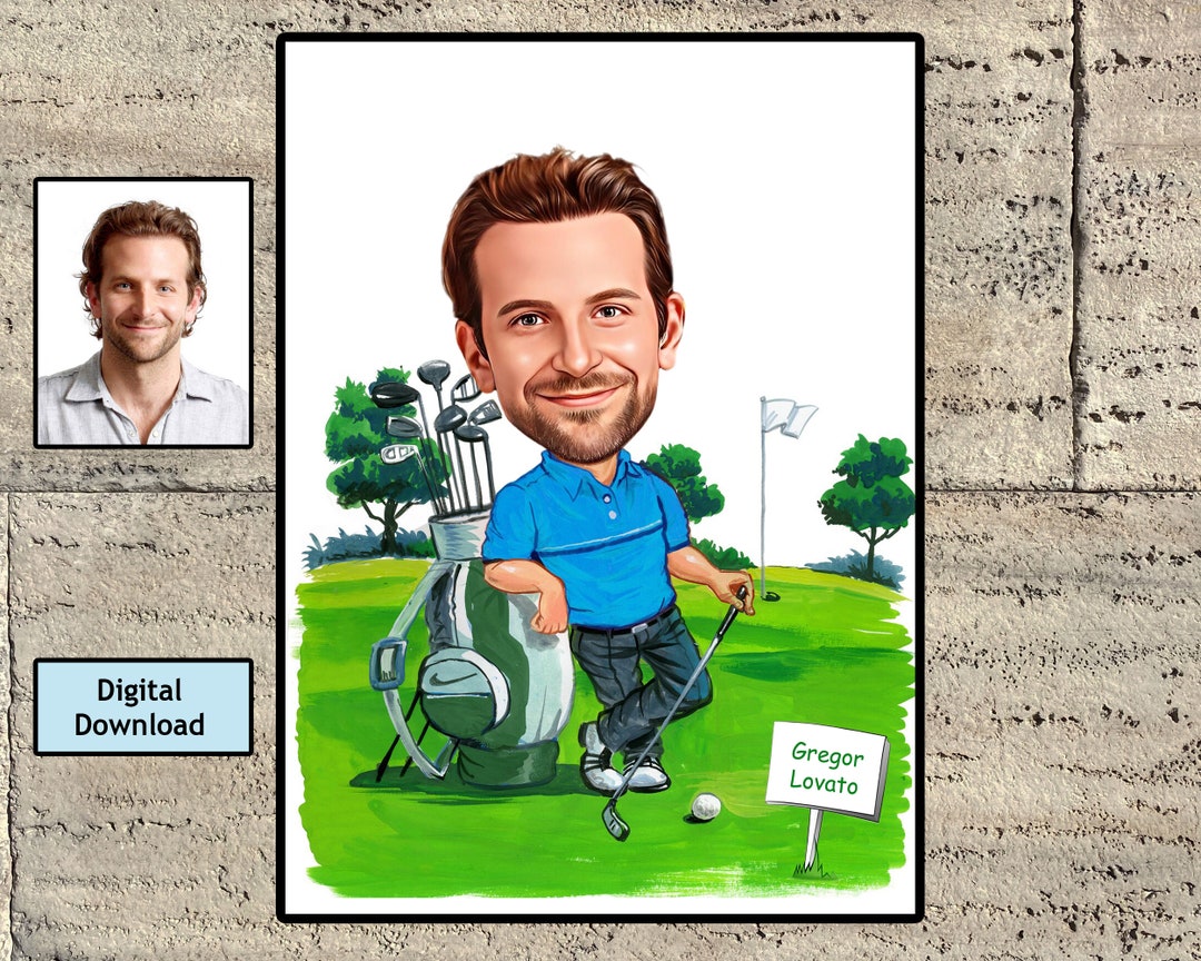 Personalized Golfer Gift, Custom Caricature Portrait From Your Photo ...