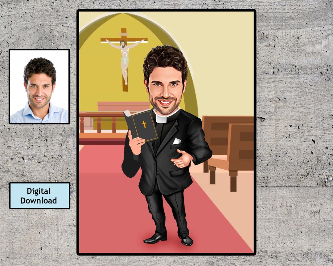 Pastor Gift - Custom Caricature From Photo / Pastor Appreciation ...