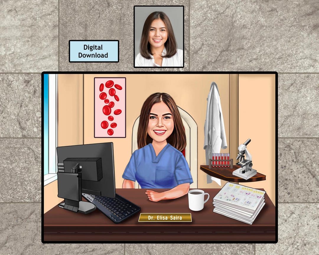 Personalized Hematologist Caricature Gift: Funny Cartoon Portrait ...