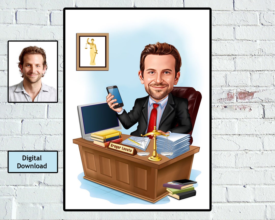 Lawyer Gift for Male, Advocate Gift Personalized Caricature From Photo ...