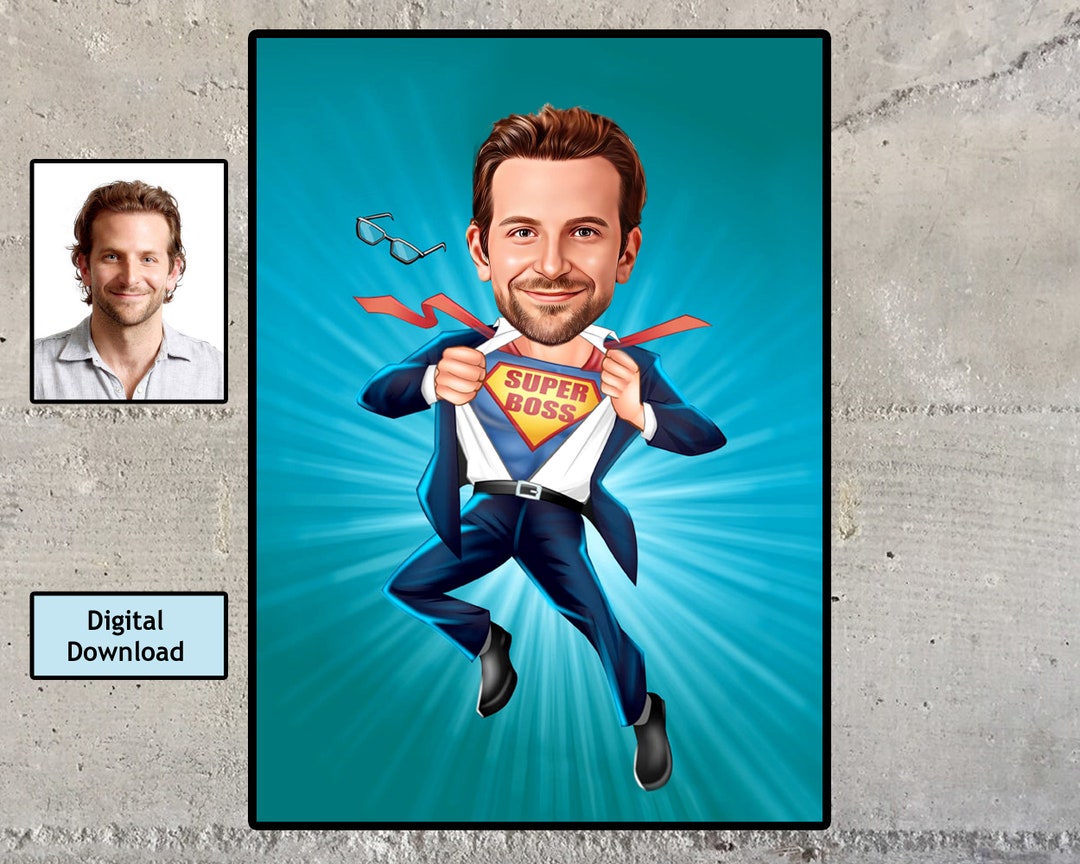 Personalized Super Boss Cartoon Portrait Super Boss - Etsy