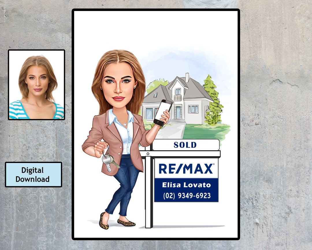 Realtor Gift for Women, Custom Realtor Caricature From Photo, Funny ...