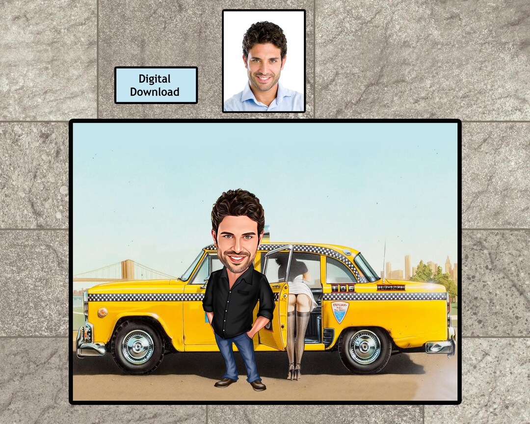 Taxi Driver Cartoon, Custom Caricature Cab Driver - Chauffeur Gift ...