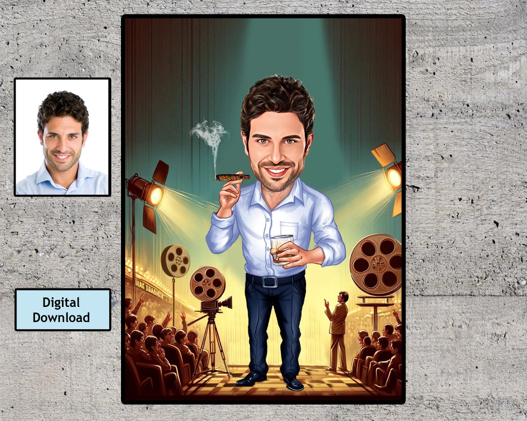 Filmmaker Gift - Custom Caricature Portrait / Film Director Gift / Film ...