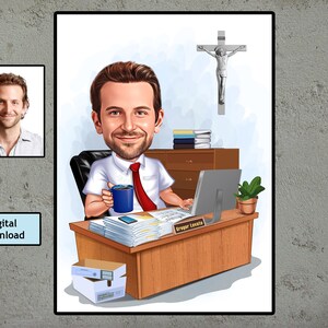 Religious Office Cartoon - Custom Portrait, Gift for Clergyman, Thank ...