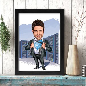 Personalized Computer Engineer Cartoon Portrait, Custom IT Manager ...