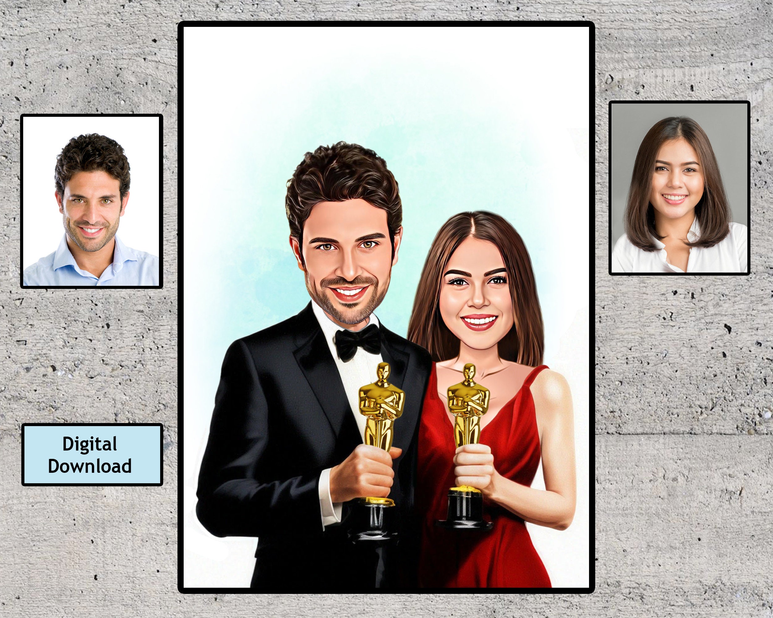 Personalized Cartoon Oscar Award: Custom Caricature Gift (digital ...