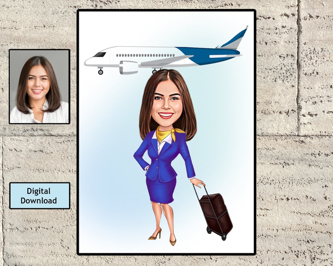 Hostess Caricature Drawing From Photo, Personalized Hostess Caricature ...