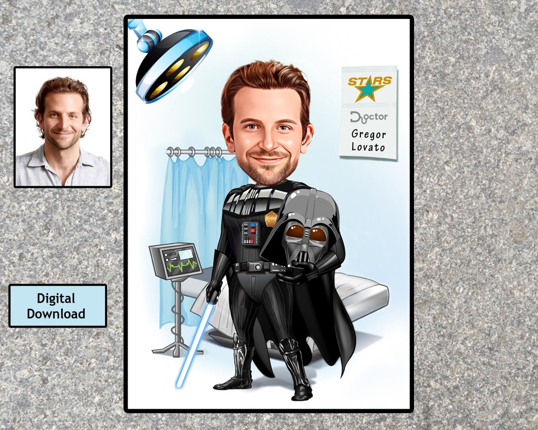 Star Doctor Caricature Gift Star Wars Darth Vader Themed - Etsy