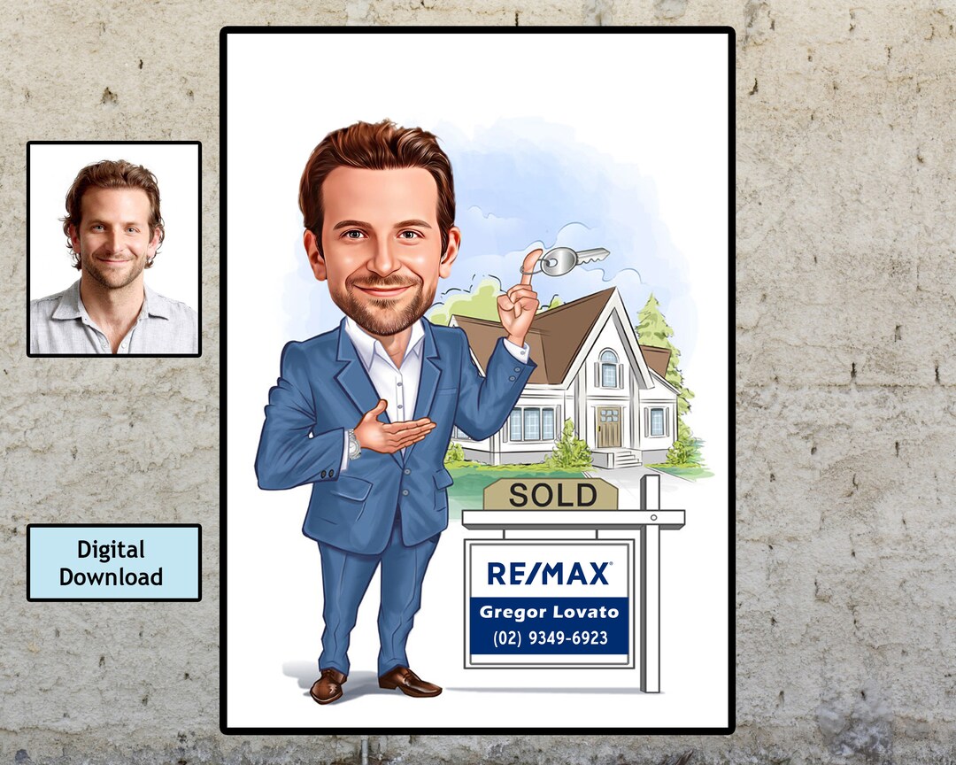 Realtor Caricature Gift, Custom Realtor Caricature From Photo, Funny ...