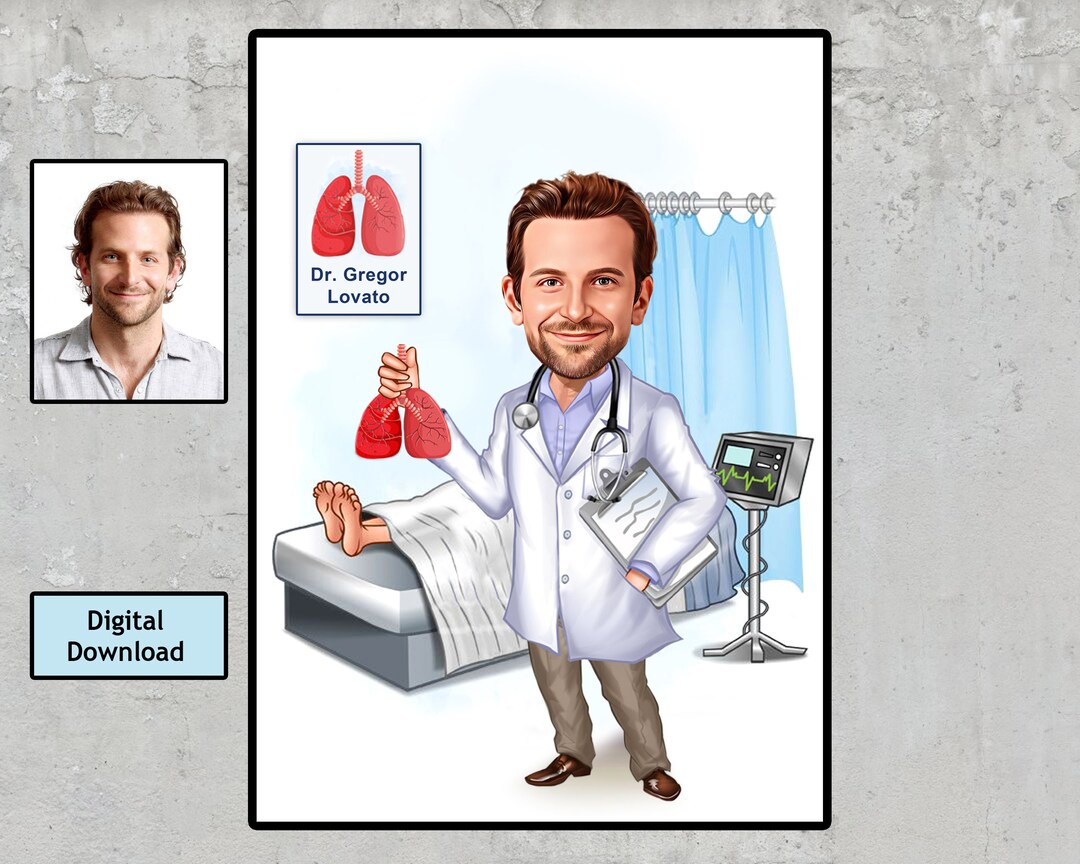 Pulmonologist Doctor Caricature, Pulmonologist Gift, Respiratory ...