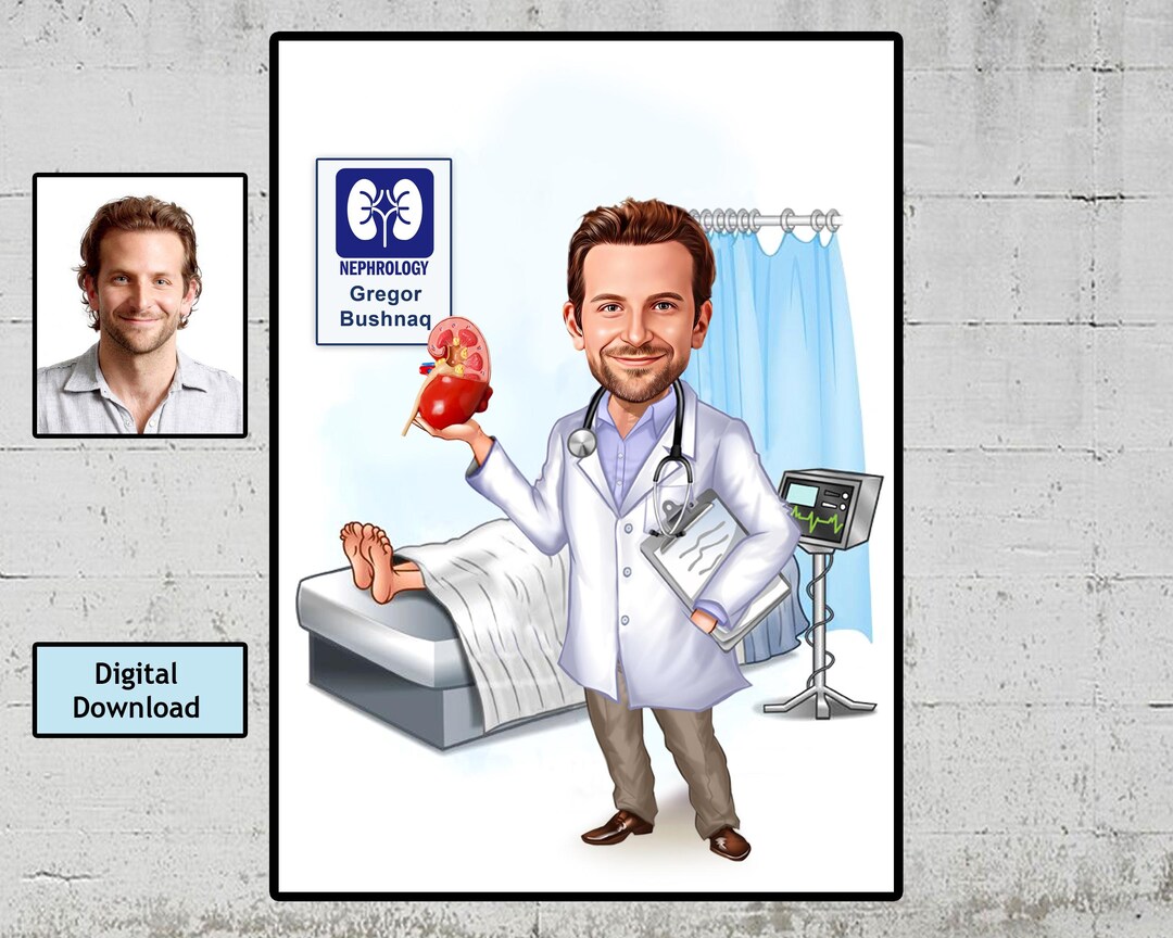 Nephrologist Gift - Custom Caricature Portrait From Your Photo ...