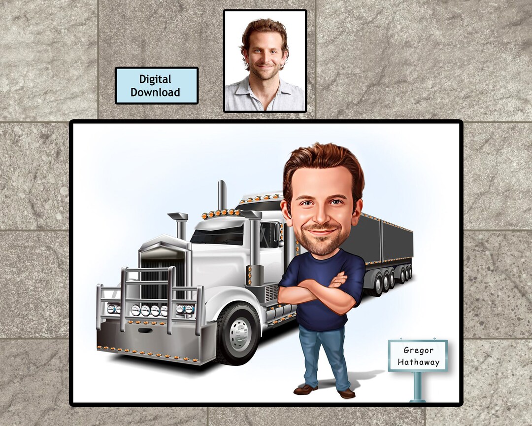 Personalized Truck Driver Caricature,truck Driver Gift,truck Driver ...
