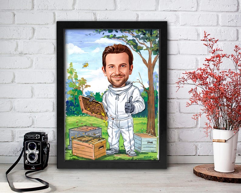 Custom Beekeeper Cartoon Portrait, Personalized Gift (digital Download ...