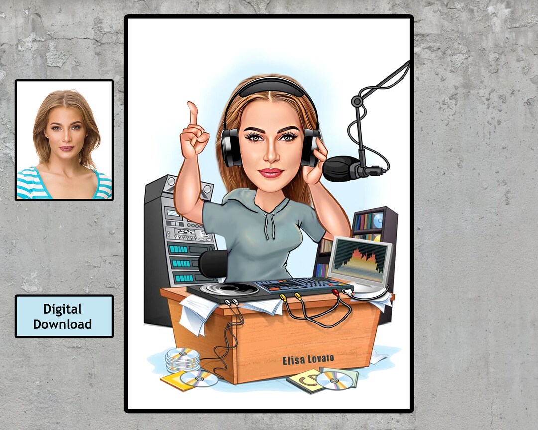 Best Dj Gift, Radio Host Gift, Radio Presenter Gift, Custom Dj Portrait ...