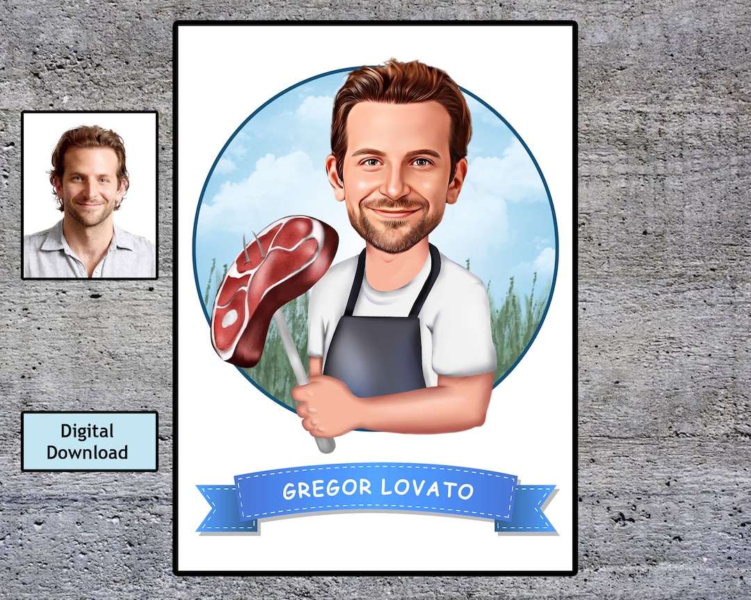 Butcher Gift - Custom Caricature, Custom Butcher Cartoon Portrait ...
