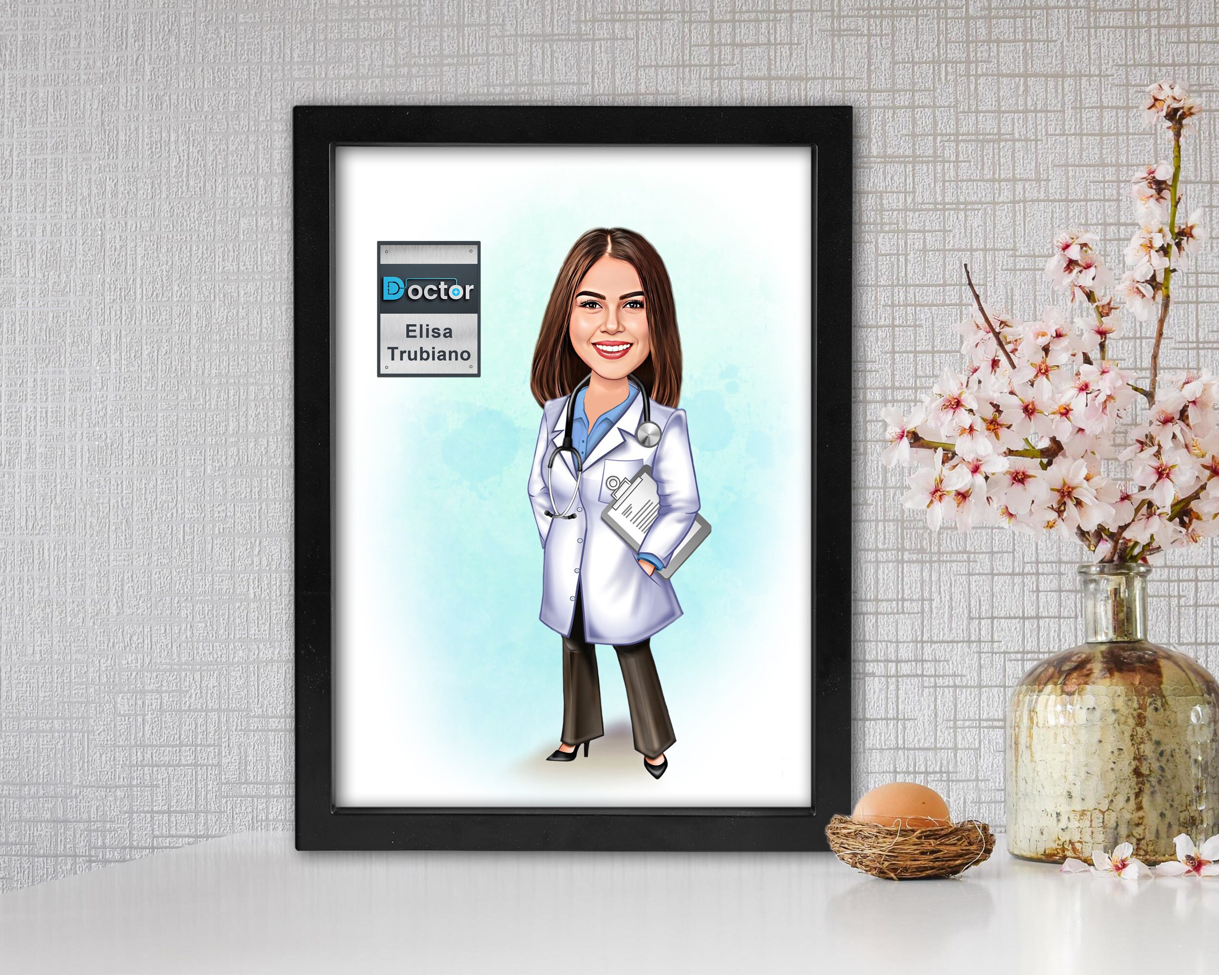 Custom Woman Doctor Cartoon Portrait: Unique Doctor Gift (digital ...