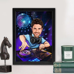 Custom DJ Cartoon Portrait, DJ Caricature, Gift for Dj, Funny Dj ...