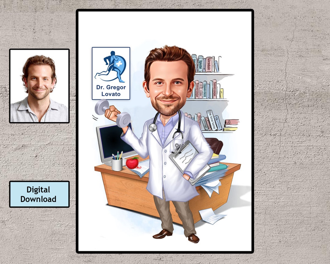 Custom Doctor Cartoon Portrait: Personalized Caricature Gift (digital ...