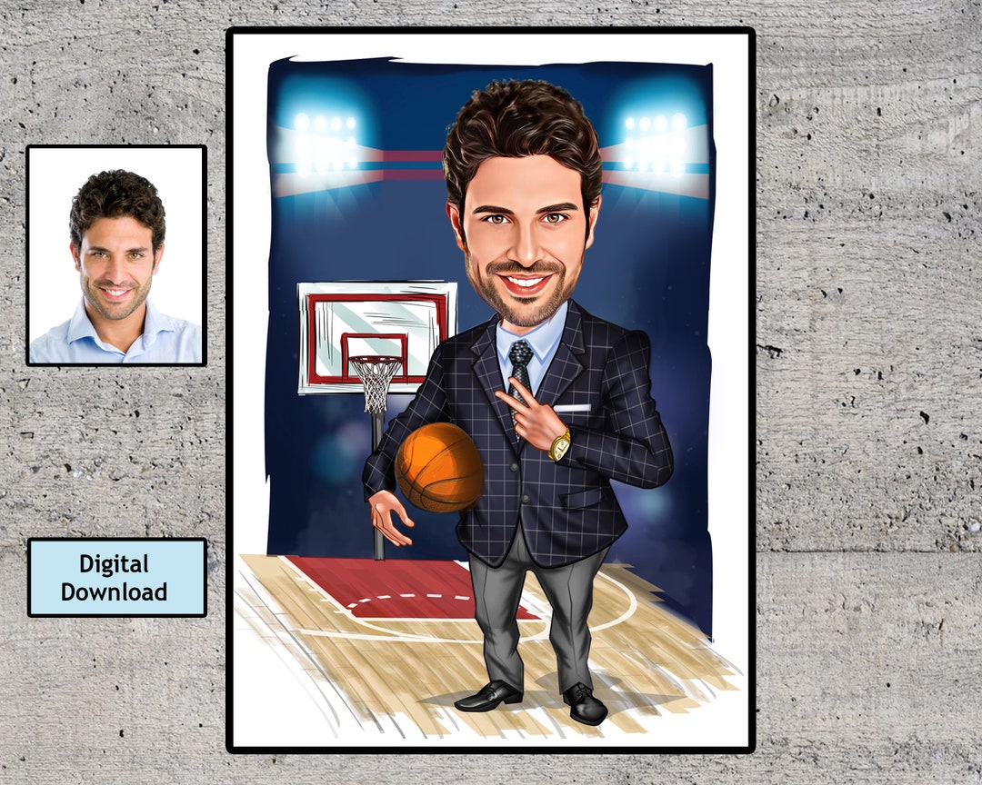 Custom Basketball Coach Cartoon Portrait: Unique Coach Gift (digital ...