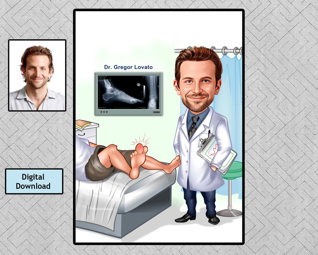 Custom Podiatry Doctor Cartoon Portrait, Unique Medical Gift (digital ...