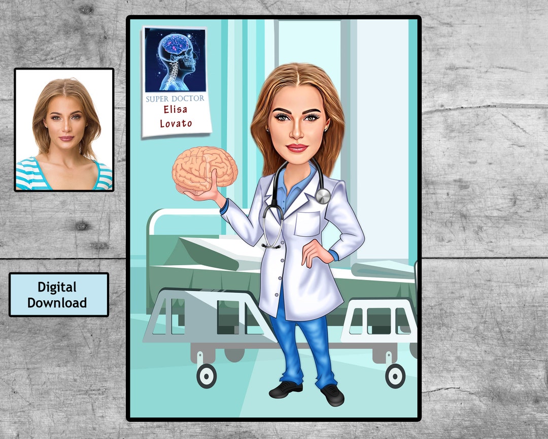 Custom Neurosurgeon Caricature, Brain Surgeon Cartoon, Neurologist ...